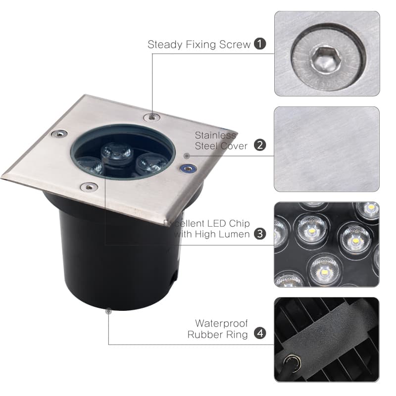 IP67 Square Ground Recessed Waterproof Driveway Light in Concrete ...