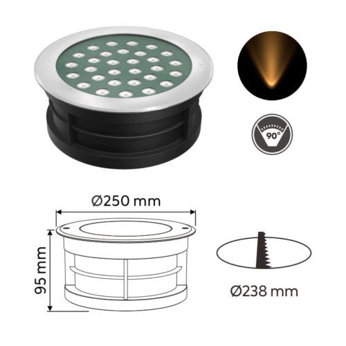 In-Ground Recessed driveway lights in Concrete stainless steel Round 1w ...
